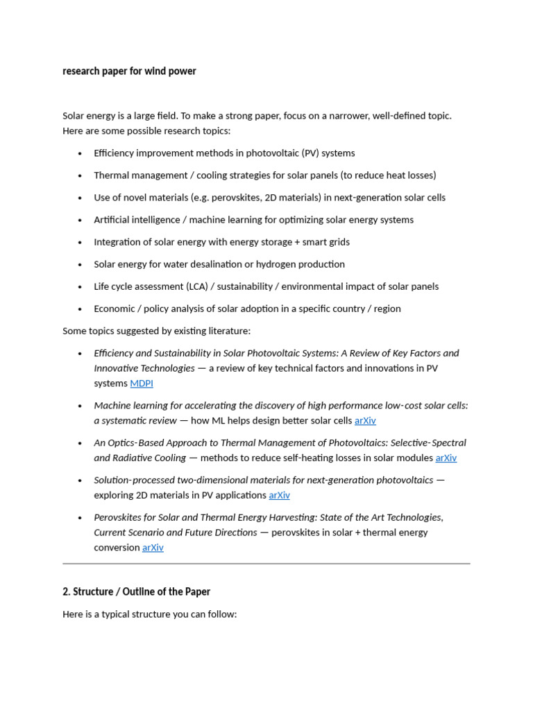 Research Paper For Wind Power | PDF | Photovoltaics | Solar Power