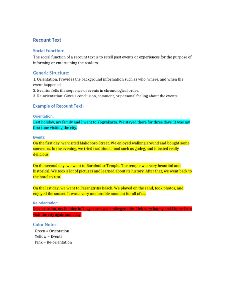 How to Write a Recount Text | PDF