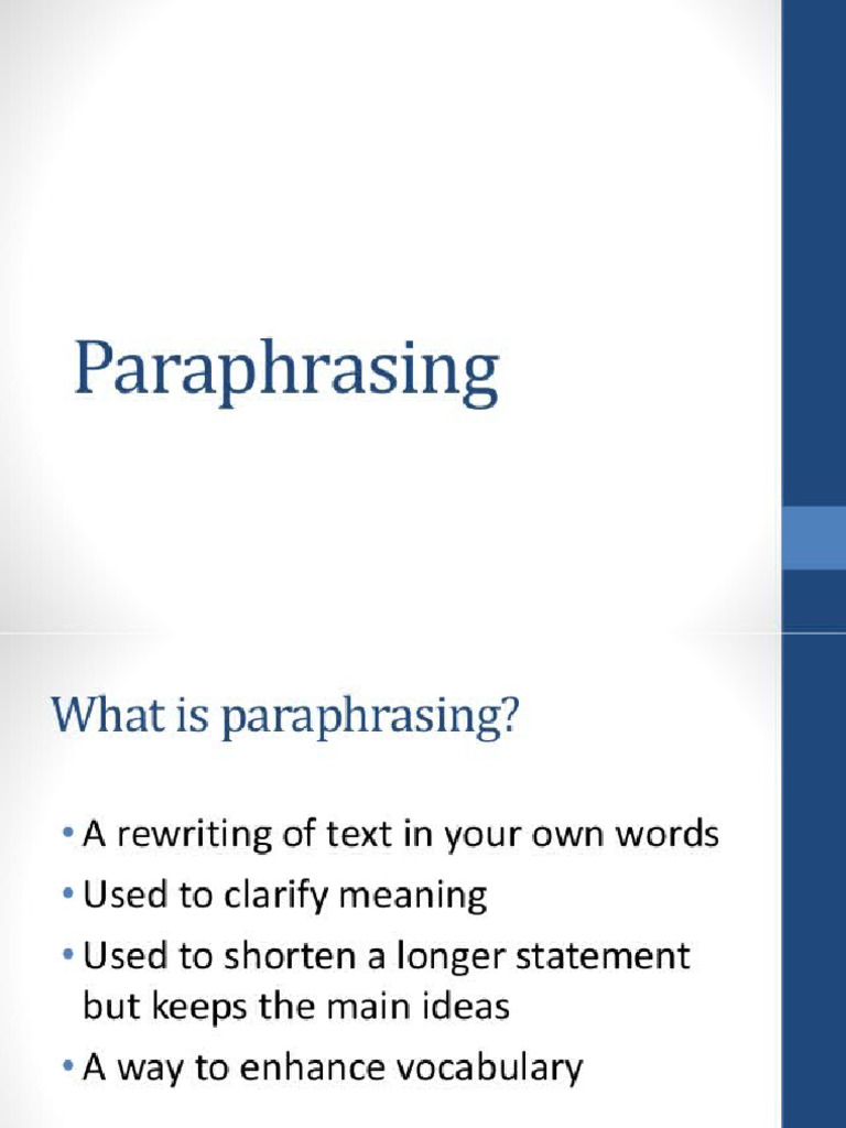 Paraphrasing 1 | PDF
