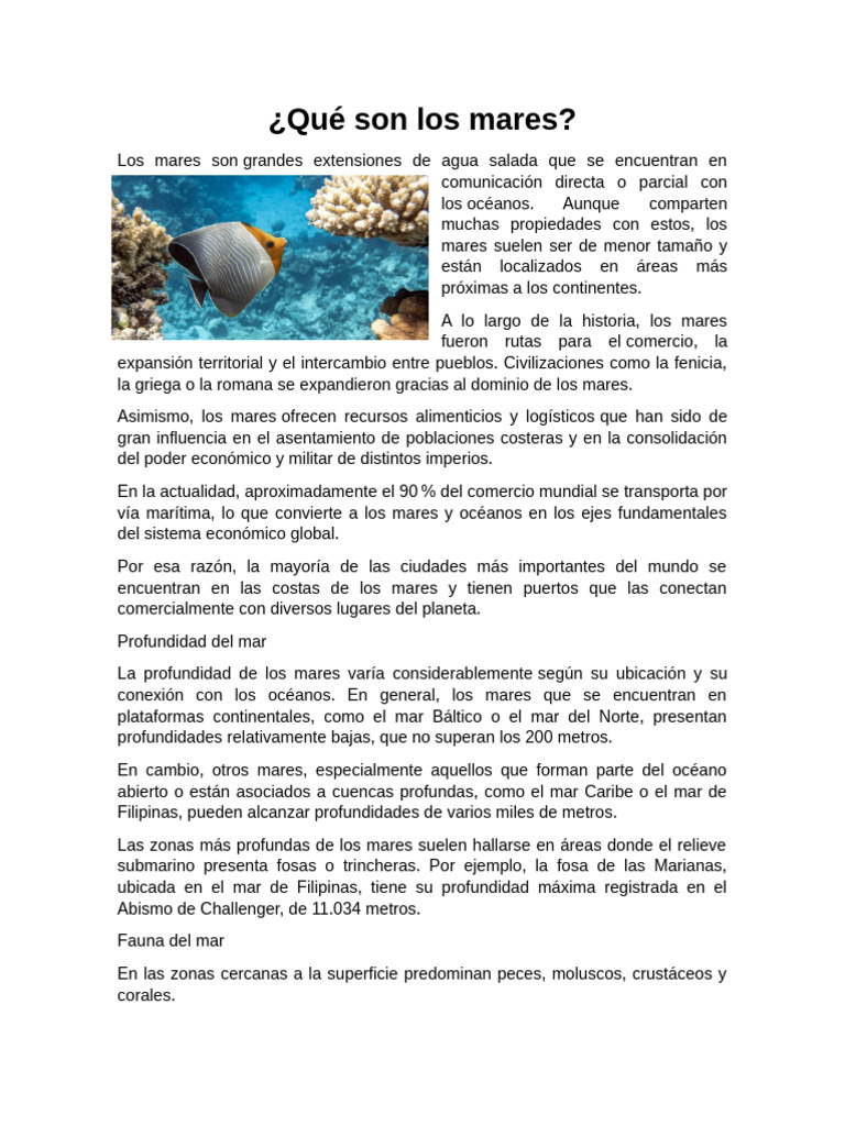Tipos y características de los mares | PDF | Mar | Océanos