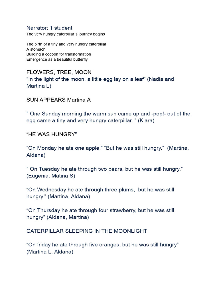 The Very Hungry Caterpillar's Journey | PDF
