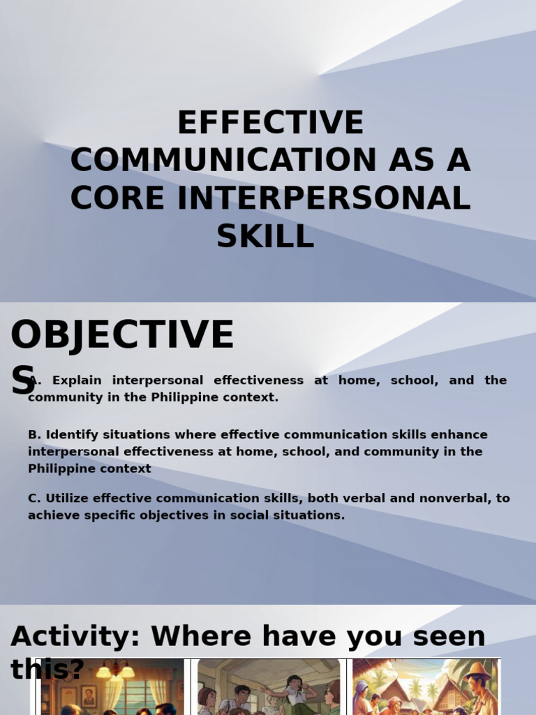 Interpersonal Skills in Filipino Context | PDF | Communication ...