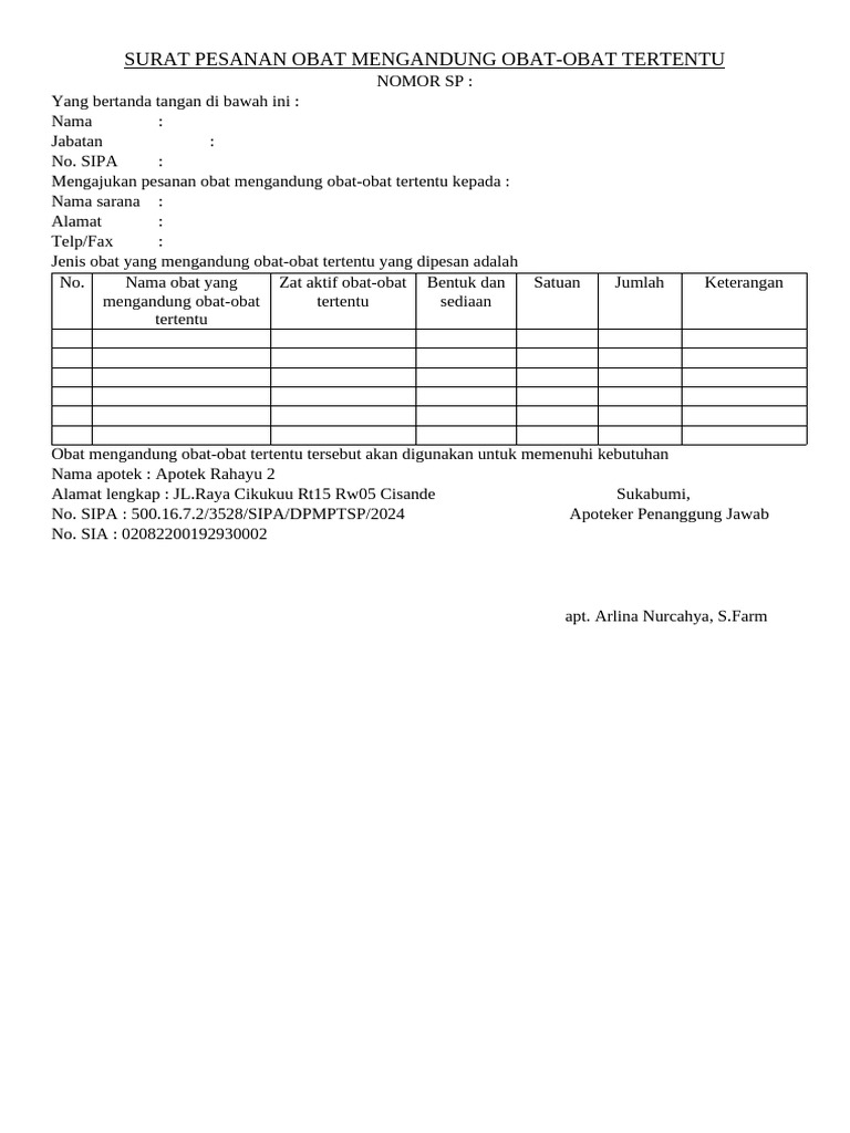 Surat Pesanan Oot | PDF