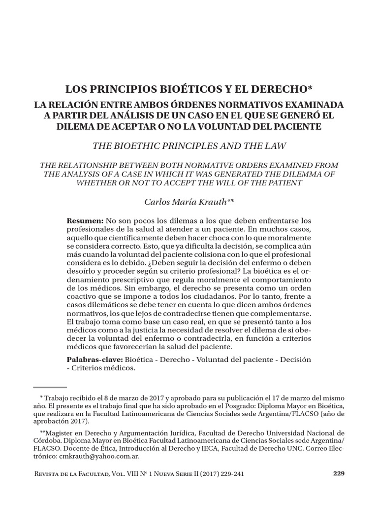 Bioetica y Derecho | PDF | Bioética | Autonomía