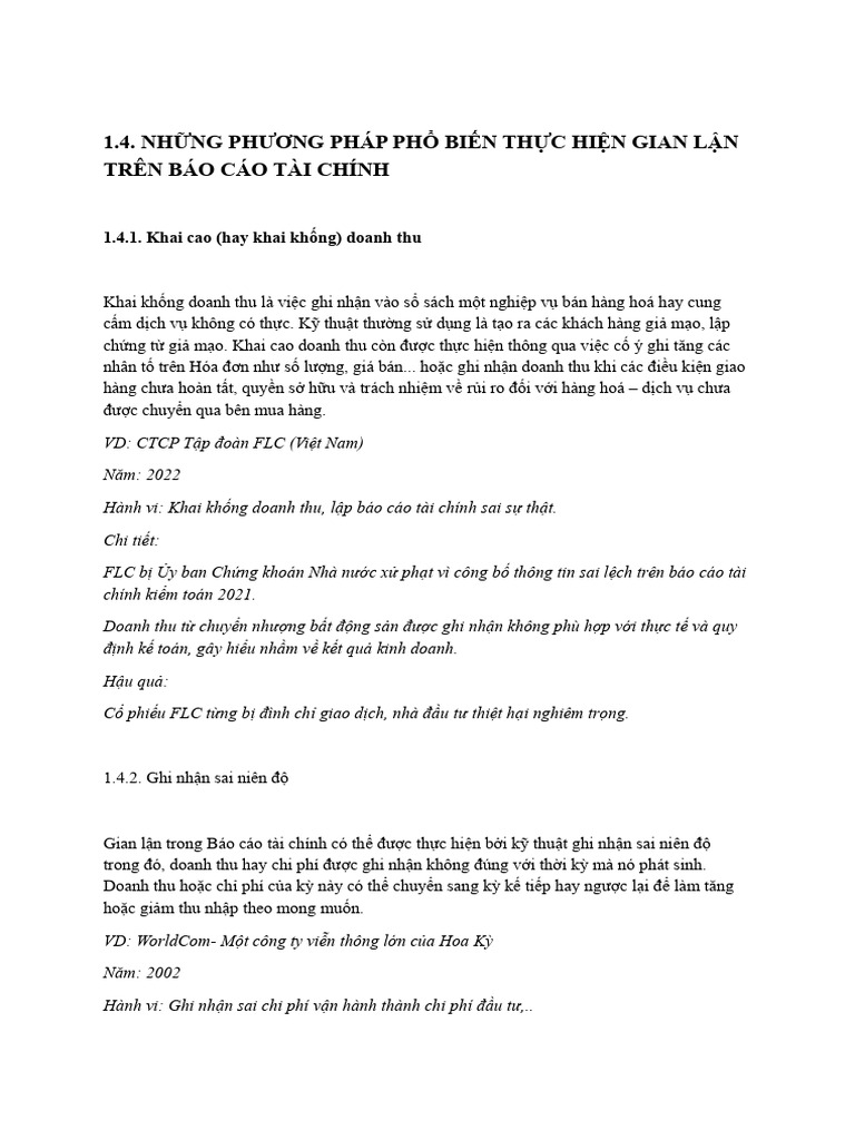 Những Hành VI Gian Lận Trong Bctc.. | PDF