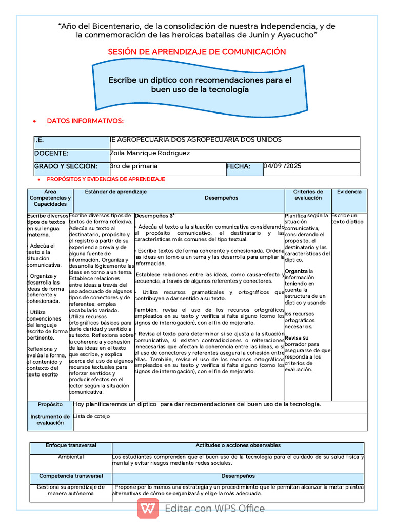 IV SES COMU MIER 3 Escribe Un Díptico Con Recomendaciones para El Buen Uso de La | PDF | Aprendizaje