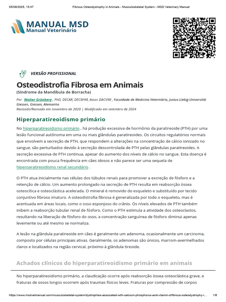 Fibrous Osteodystrophy in Animals - Musculoskeletal System - MSD ...