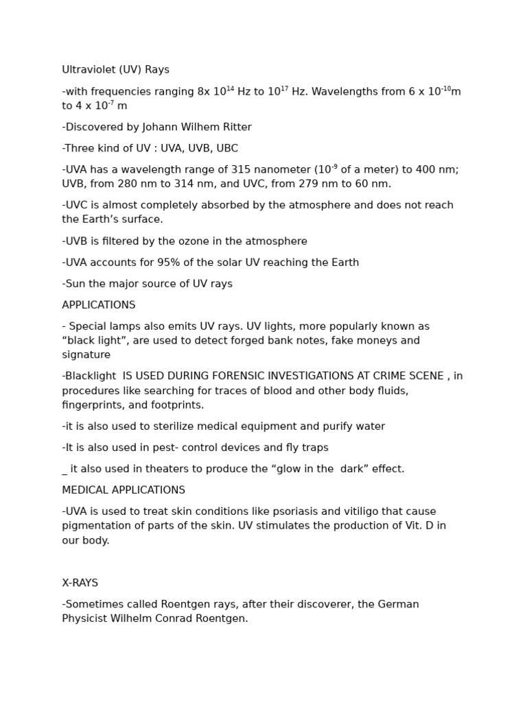 Lecture Ultraviolet X Rays Gamma Rays | PDF | Ultraviolet | Radiation