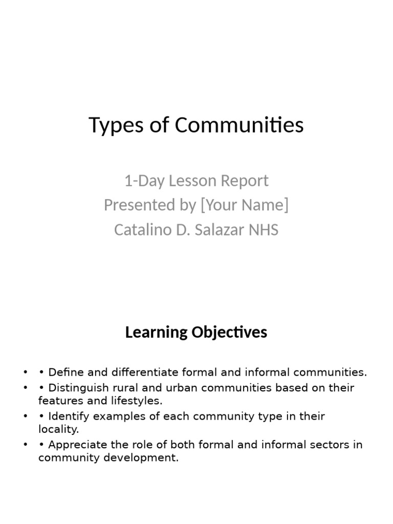 1-Day Report Types of Communities | PDF