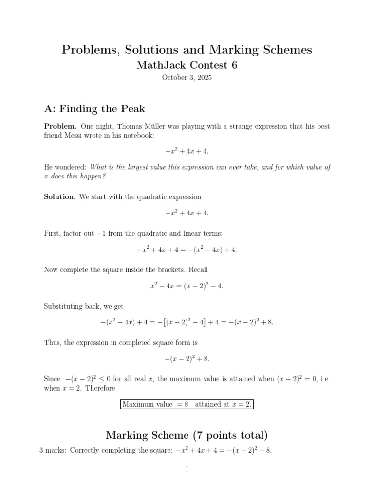 Math Jack Contest 6 | PDF | Mathematics | Arithmetic