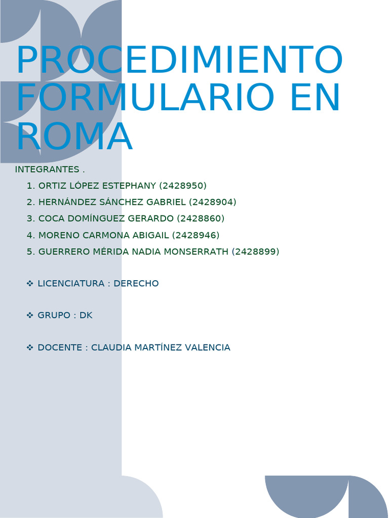 Procedimiento Formulario en Roma: Claves y Evolución | PDF | Juez ...