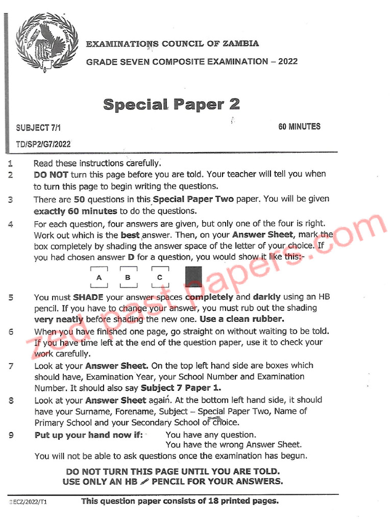 Special Paper 2 2022 Grade 7 | PDF