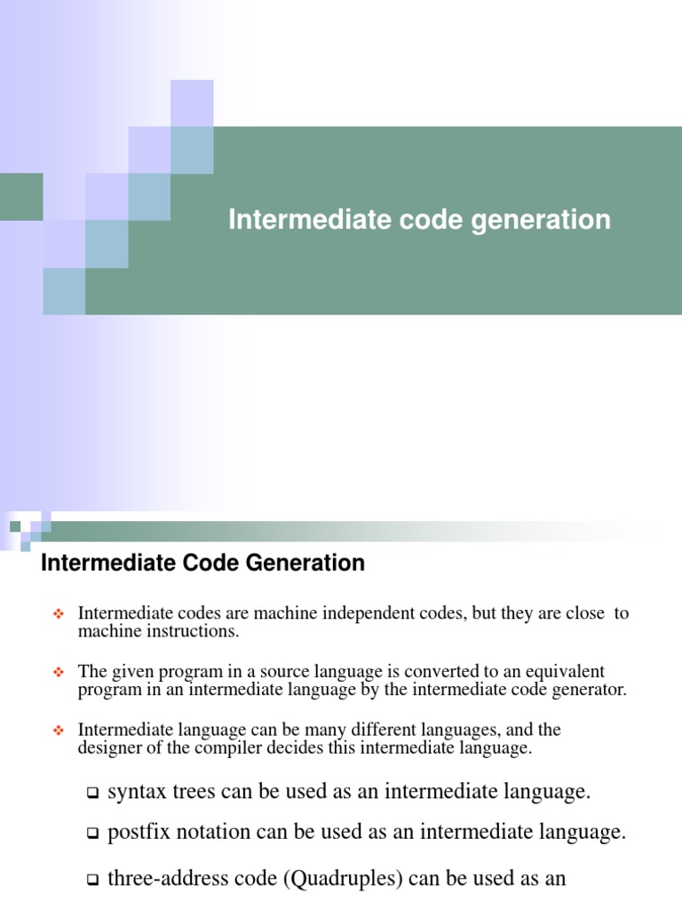 Intermediate Code Generation | PDF | C (Programming Language) | Pointer (Computer Programming)