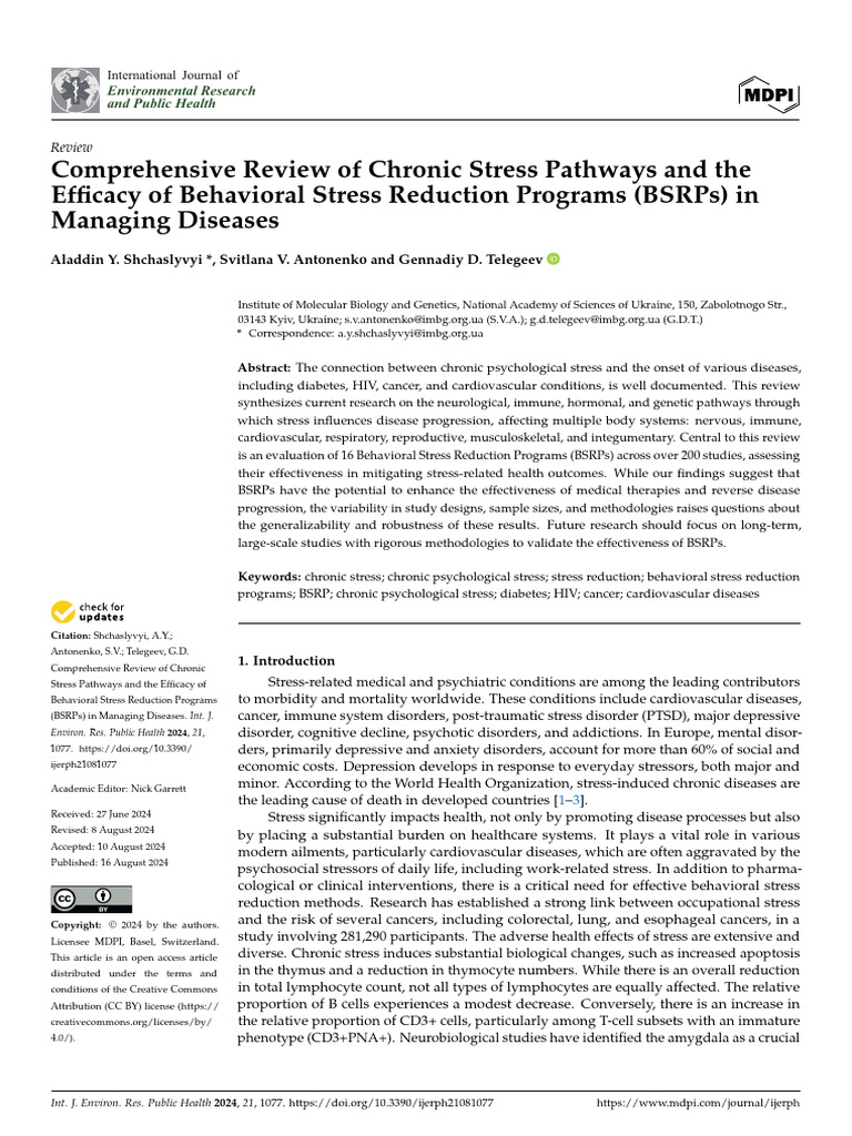 Comprehensive Review of Chronic Stress Pathways and The Efficacy of ...