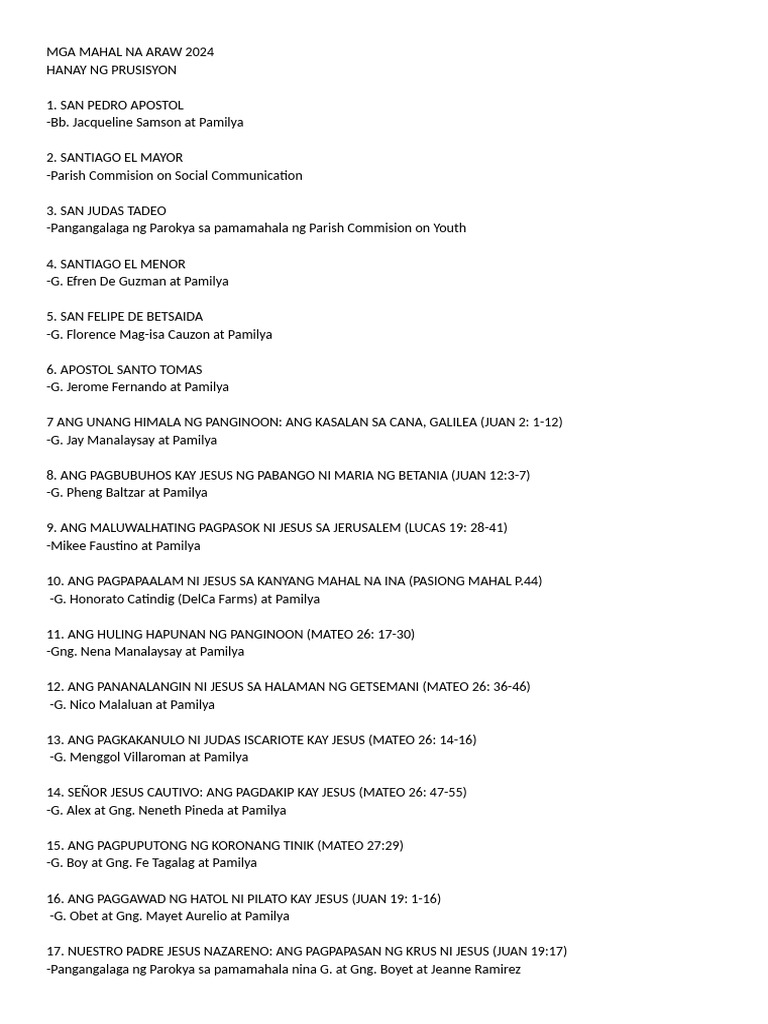 Mga Mahal Na Araw 2024 | PDF