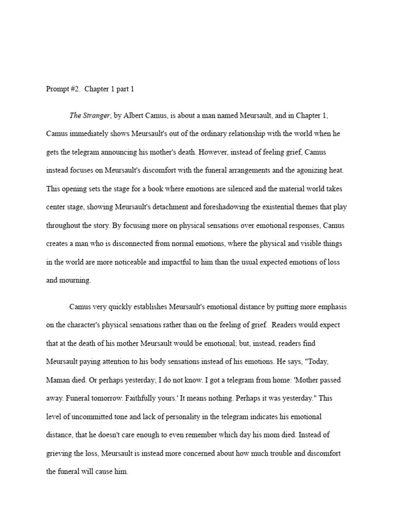 Meursault's Detachment in The Stranger | PDF | Grief | Psychological ...
