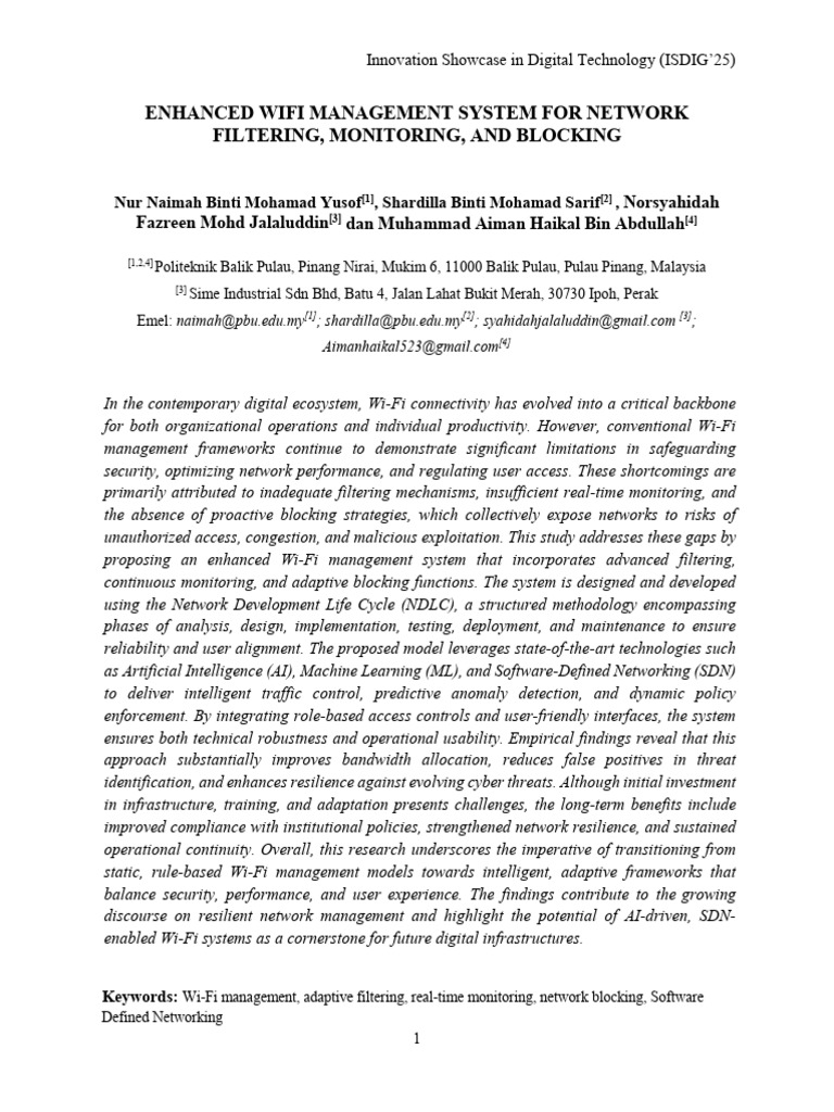 Abstrak Isdig - Enhanced Wifi Management System | PDF | Wi Fi ...