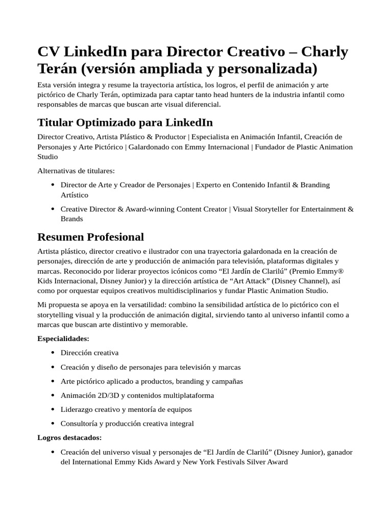 Profile Charly Terán | PDF | Diseño