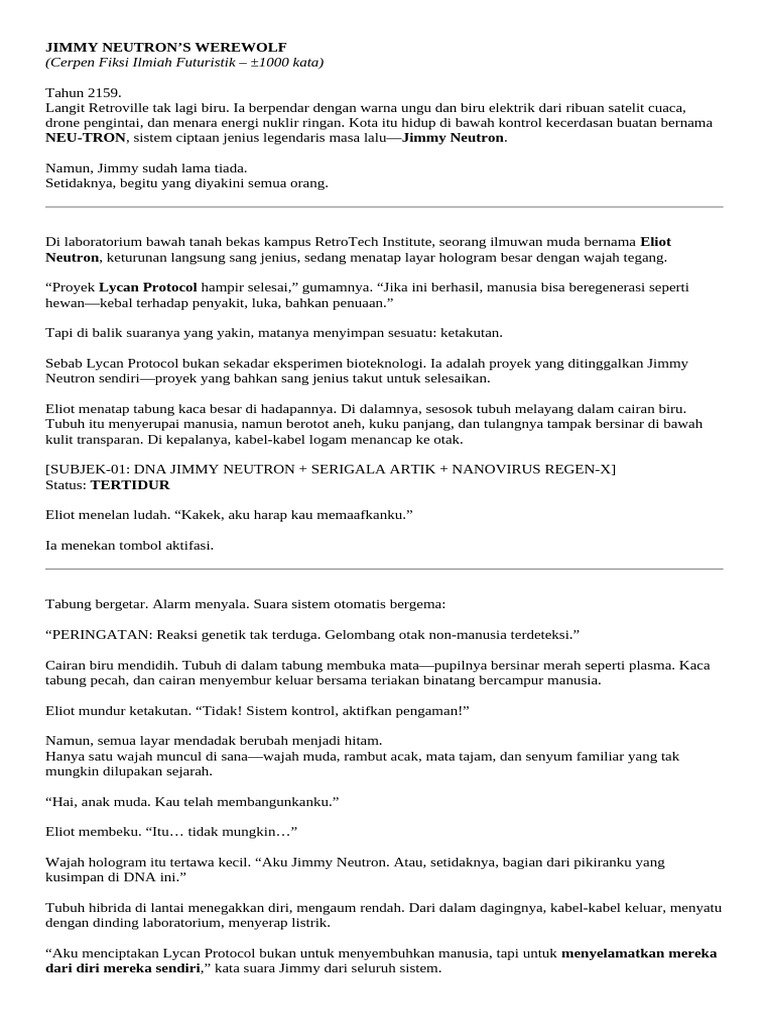 Jimmy Neutron Werewolf | PDF