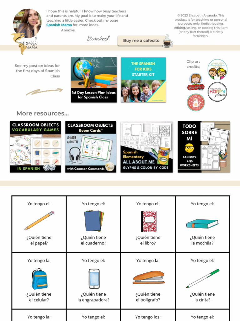 Classroom Objects Games | PDF