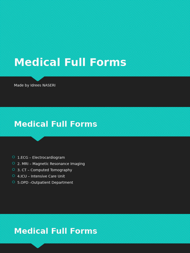 Medical Full Forms | PDF