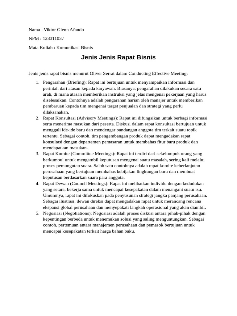 Jenis Jenis Rapat Bisnis | PDF
