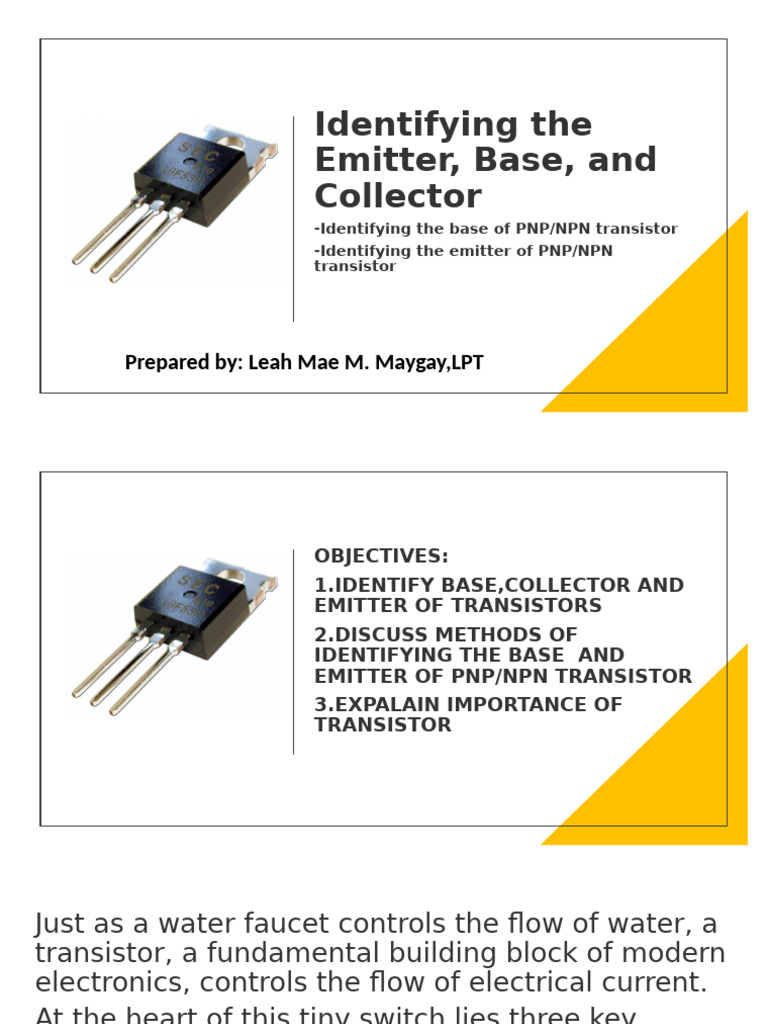 G X MAYGAYLM BJT TRANSISTOR Identifyingb The Basecollector and Emitter ...
