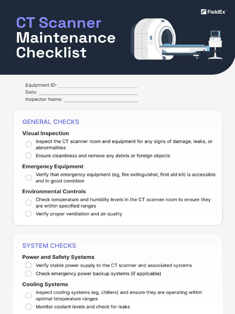 CT Scanner Maintenance Checklist | PDF