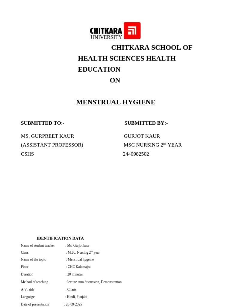 Menstrual Hygiene Education Guide | PDF | Menstruation | Foods