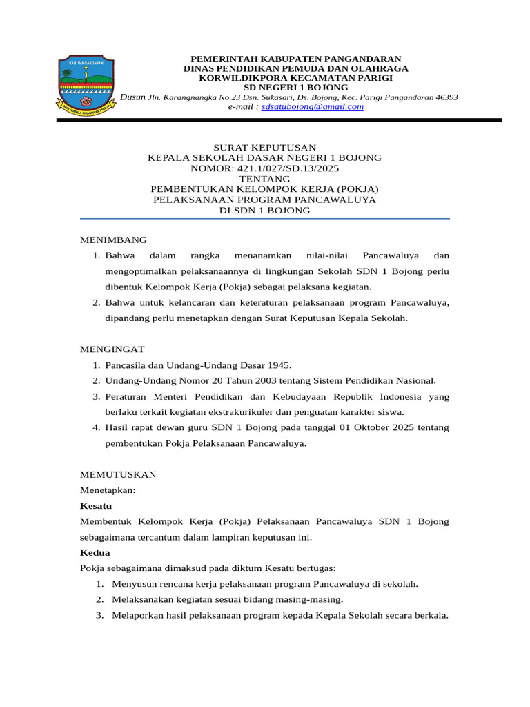 2.1.a SK - Pokja - Pancawaluya - SD | PDF