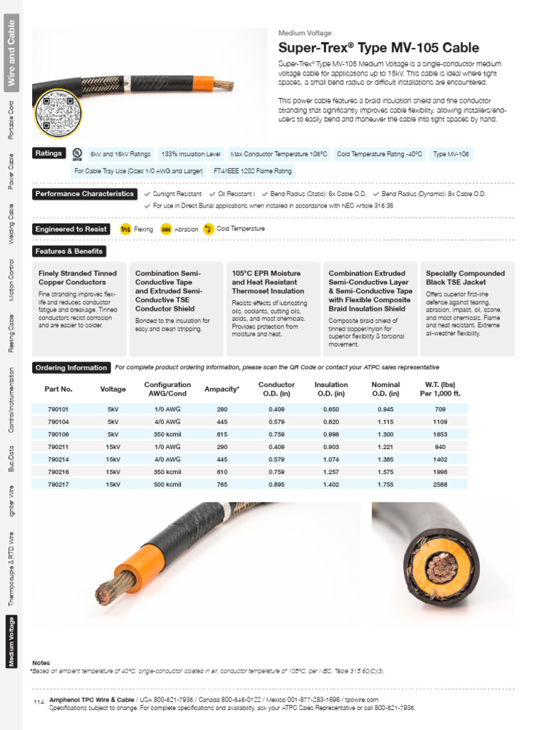 Super-Trex® MV-105 Medium Voltage Cable | PDF | Electrical Conductor ...