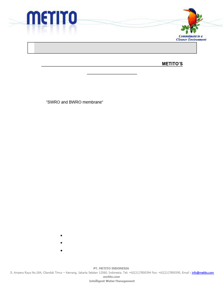 RO Membrane Cleaning Procedure Guide | PDF | Membrane | Chemical ...