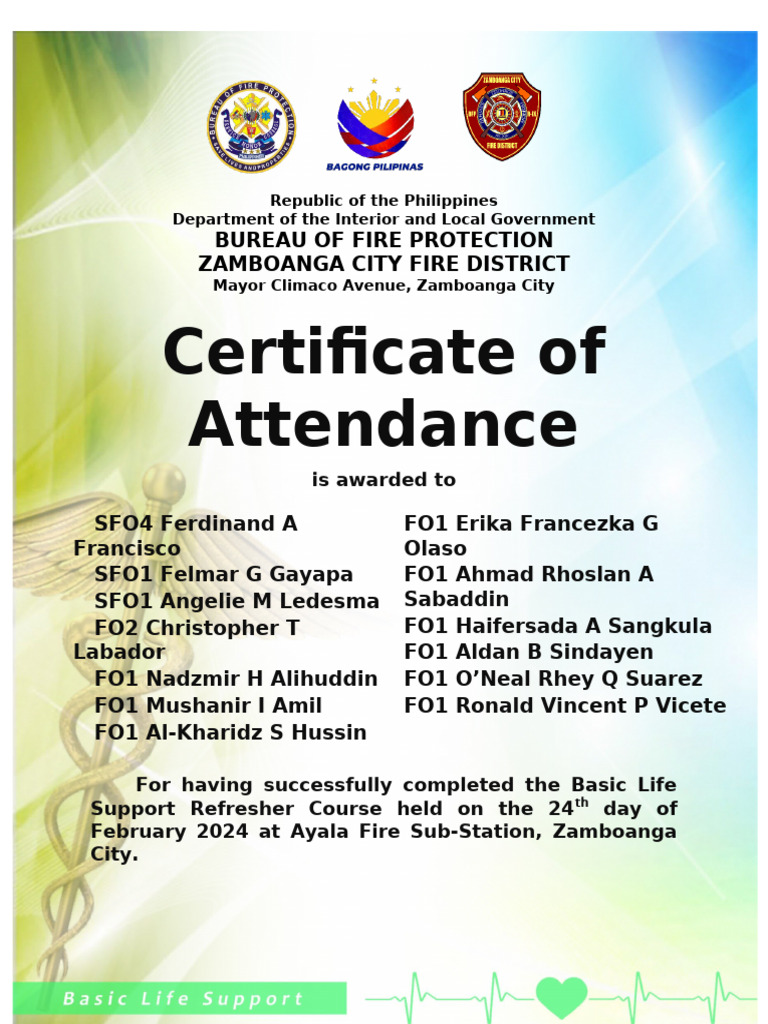 Certificate of Attendance BLS AYALA | PDF
