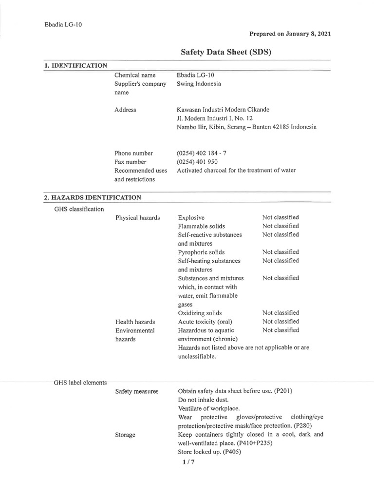 MSDS LG-10 | PDF