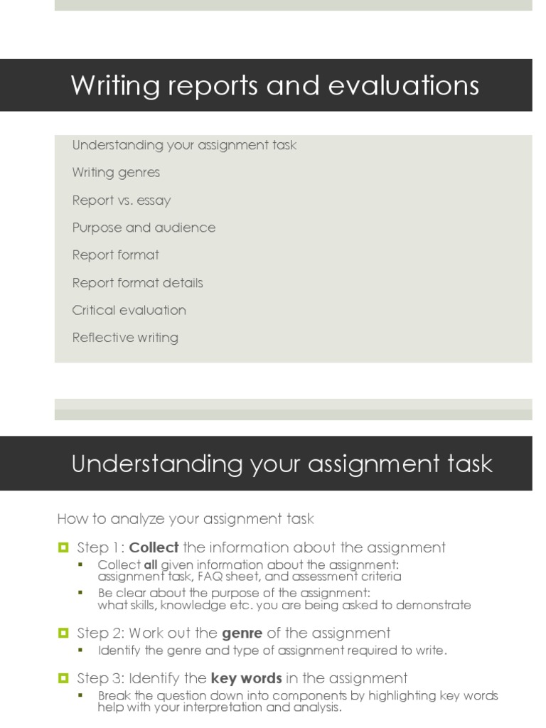 Writing Reports and Evaluations | PDF | Essays | Critical Thinking