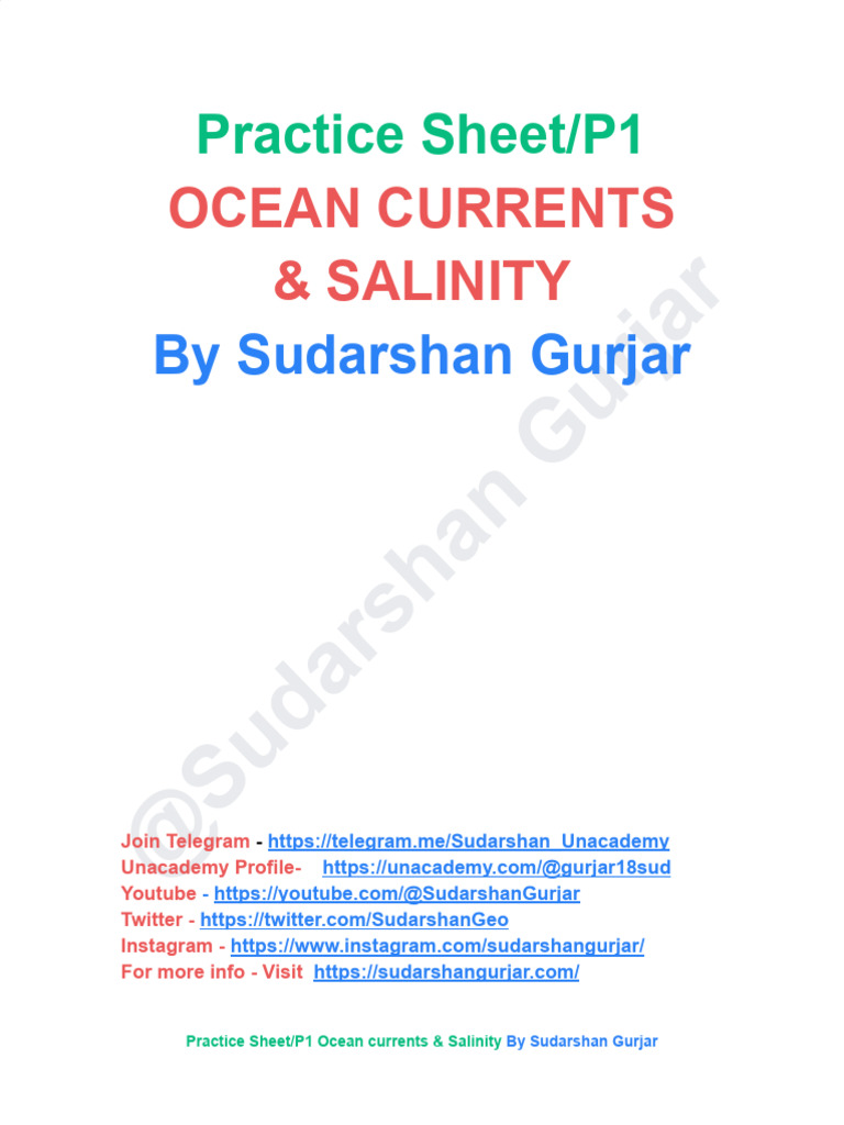 Ocean Currents and Salinity Practice Sheet | PDF | Oceans | Tropical ...