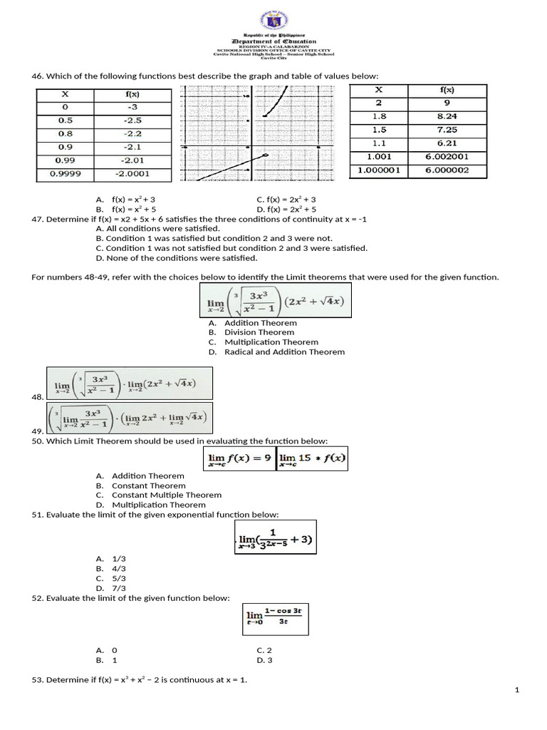 Q3 Midterm Exam BCALC46 60 April 2023 | PDF | Function (Mathematics ...