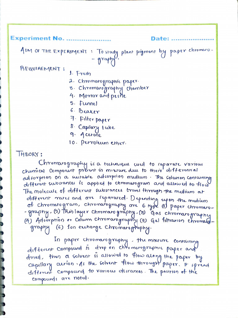 Paper Chromatography Experiment Guide | PDF | Separation Processes ...