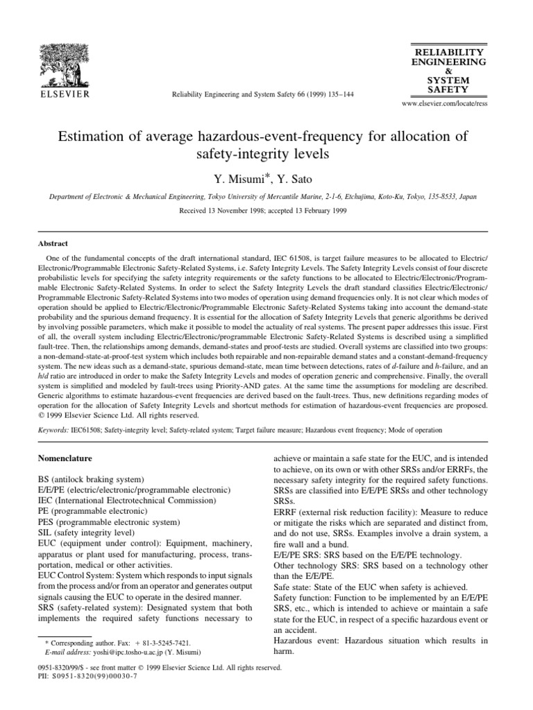 Estimating Hazardous Event Frequencies | PDF | Safety | Science
