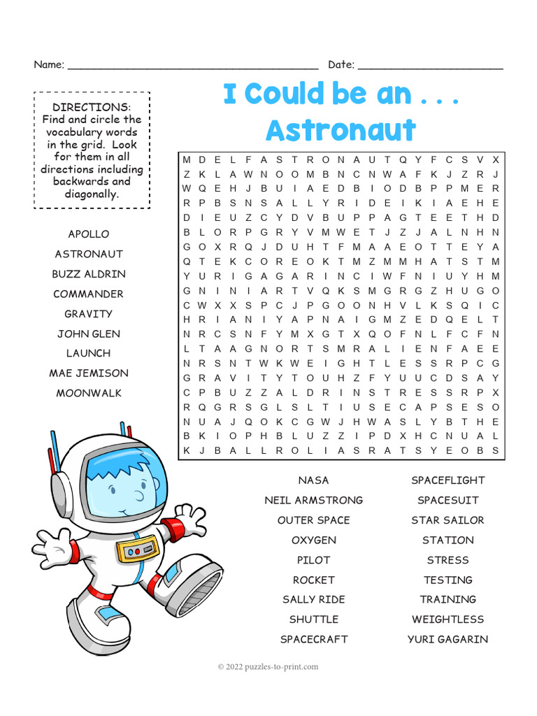Astronaut Word Search | PDF