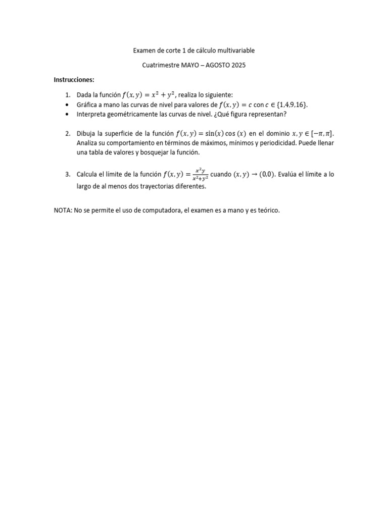 Mate1 Examen | PDF