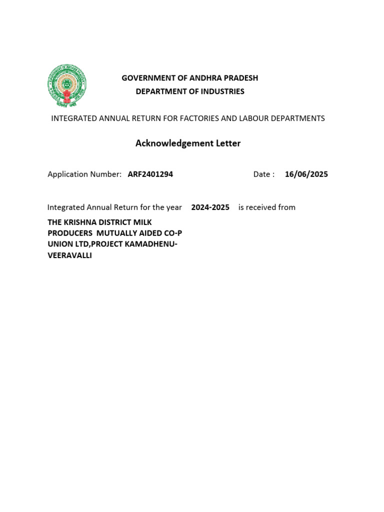 Acknowledgement Annual Returns | PDF