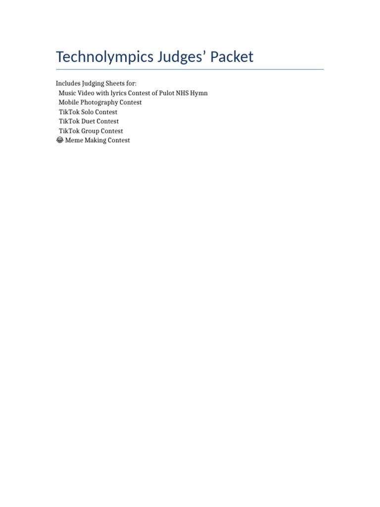 Technolympics Judges Packet Updated | PDF | Entertainment | Creativity