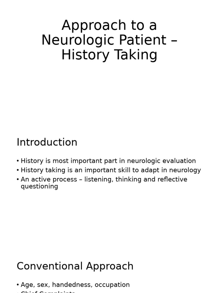 Approach To A Neurologic Patient - History Taking | PDF | Urinary ...