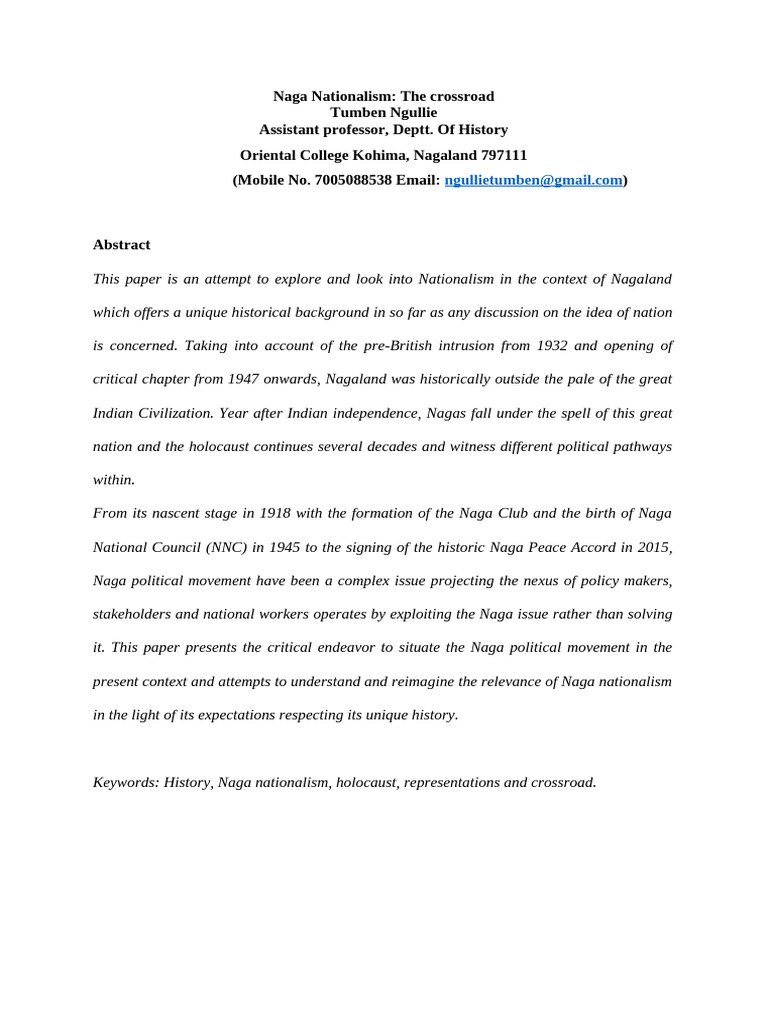 Naga Nationalism: Historical Perspectives | PDF