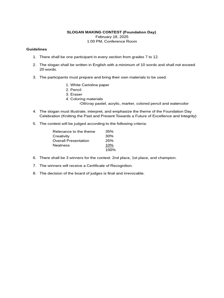 Slogan Making Contest | PDF