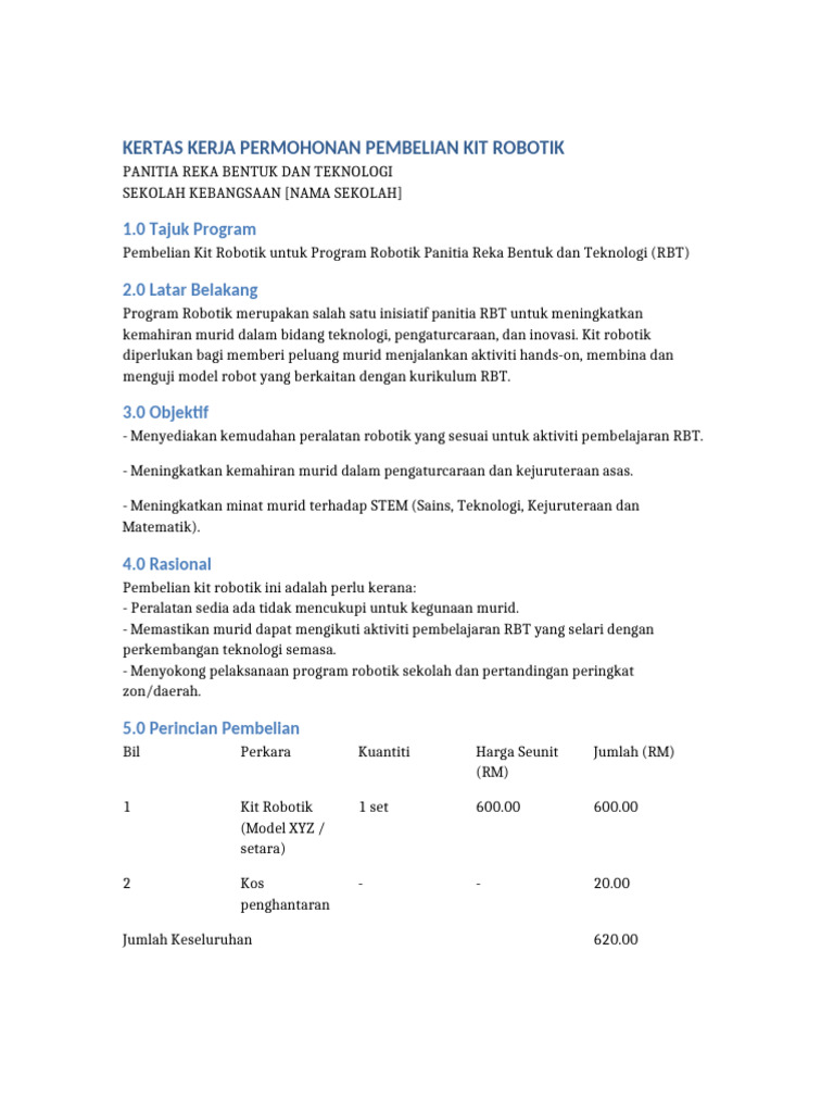 Kertas Kerja Kit Robotik | PDF