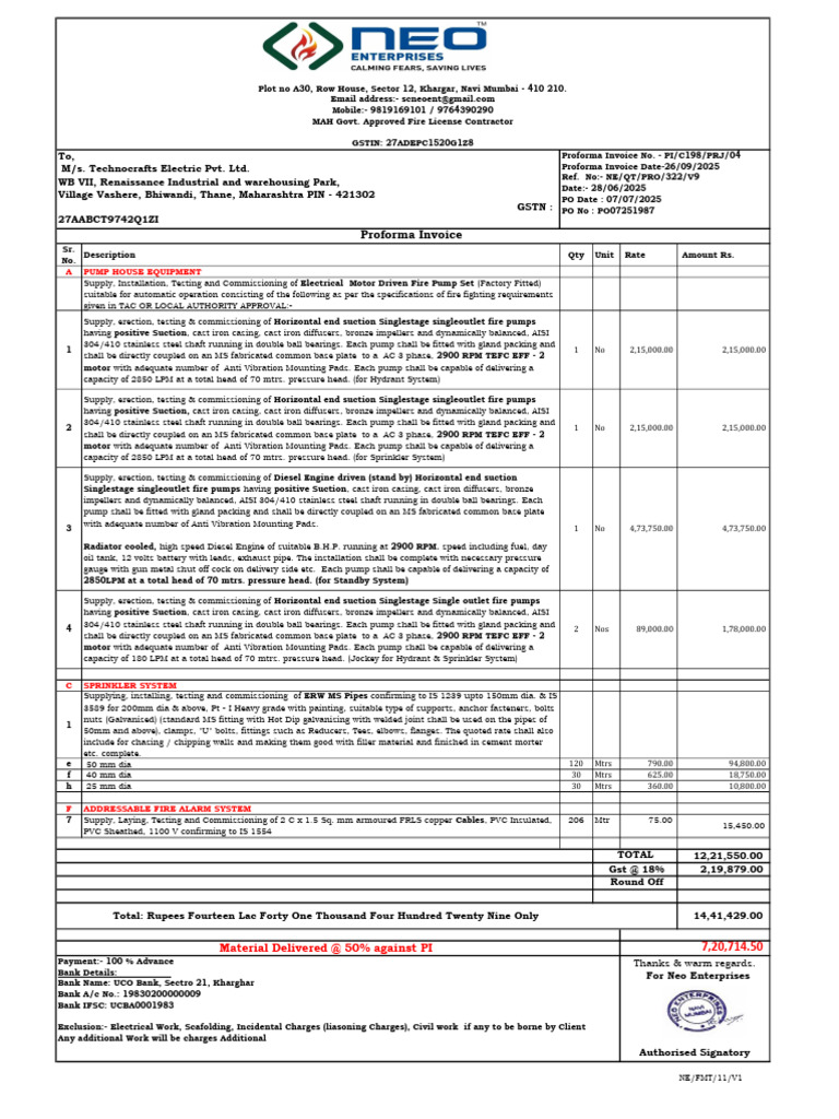C198 - Technocrafts Electric Pvt. Ltd. - 04 - Supply | PDF | Pump ...