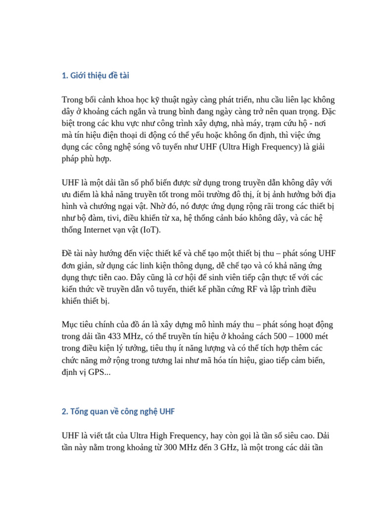 Bao Cao Do An UHF Day Du 25trang | PDF