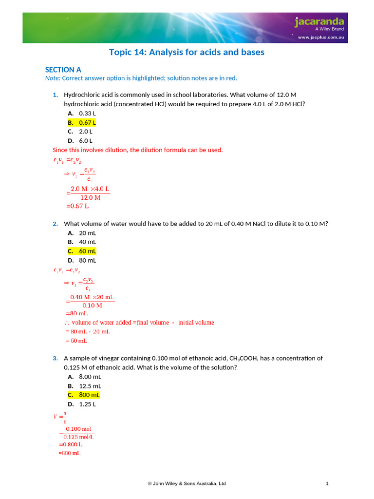 Acids and Bases Analysis Guide | PDF | Titration | Chemistry